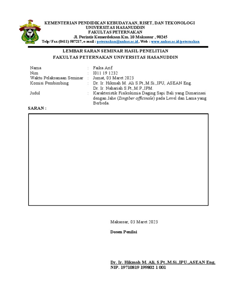 Lembar Saran Dosen | PDF