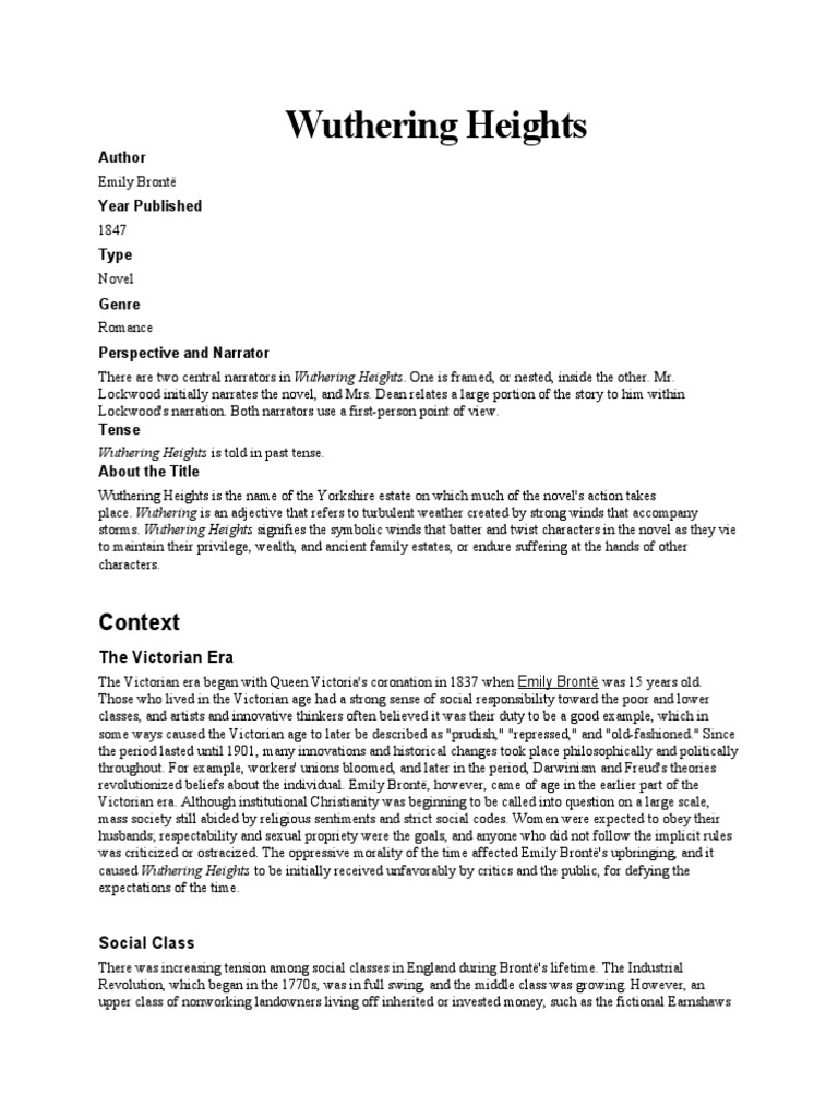 A Tale of Passion and Revenge on the Moors: An Analysis of Emily Brontë ...