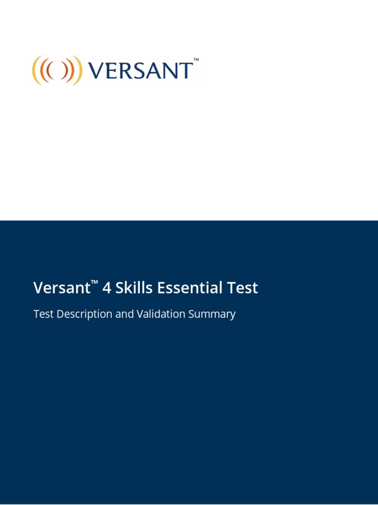 Versant 4 Skills Essential Test TestDescription ValidationSummary PDF | PDF