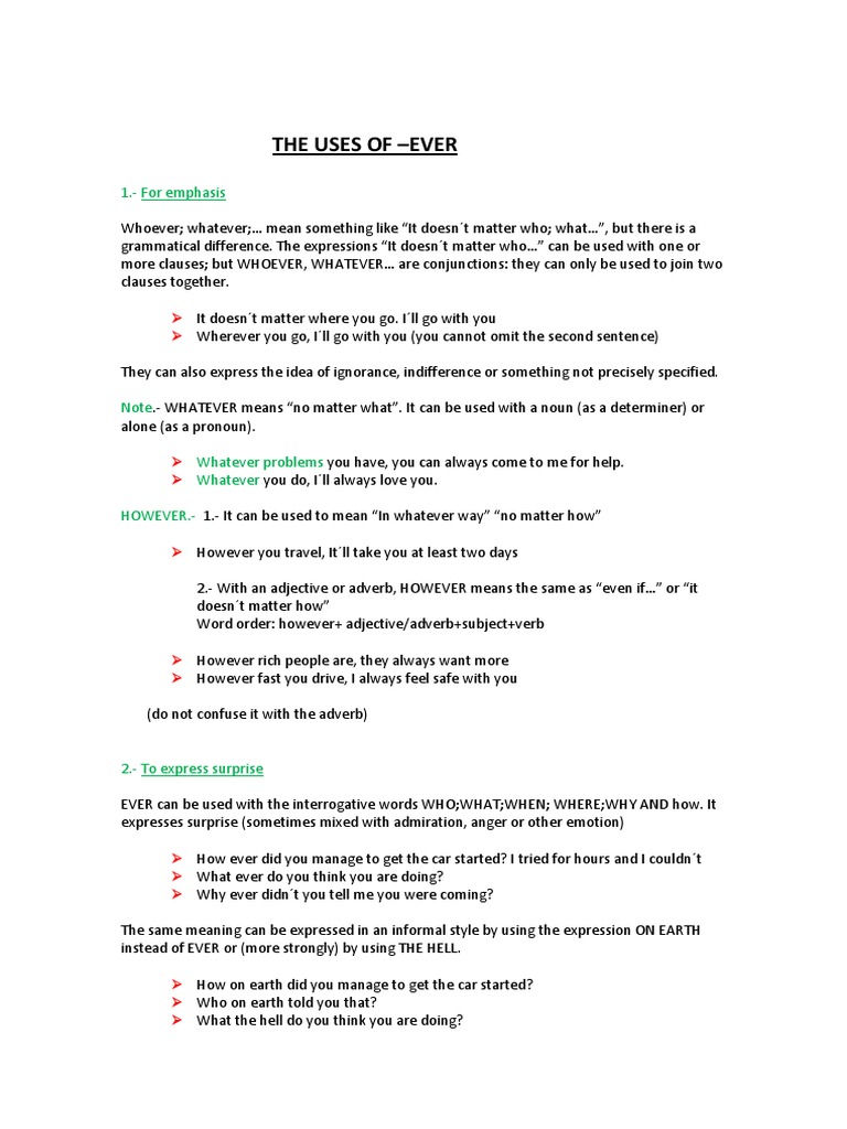 The Uses of Ever PDF | PDF | Adverb | Semantic Units