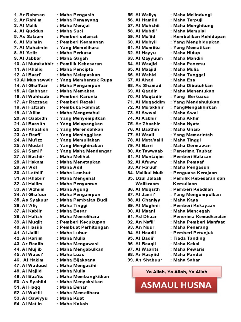 Asmaul Husna Dan Artinya | PDF