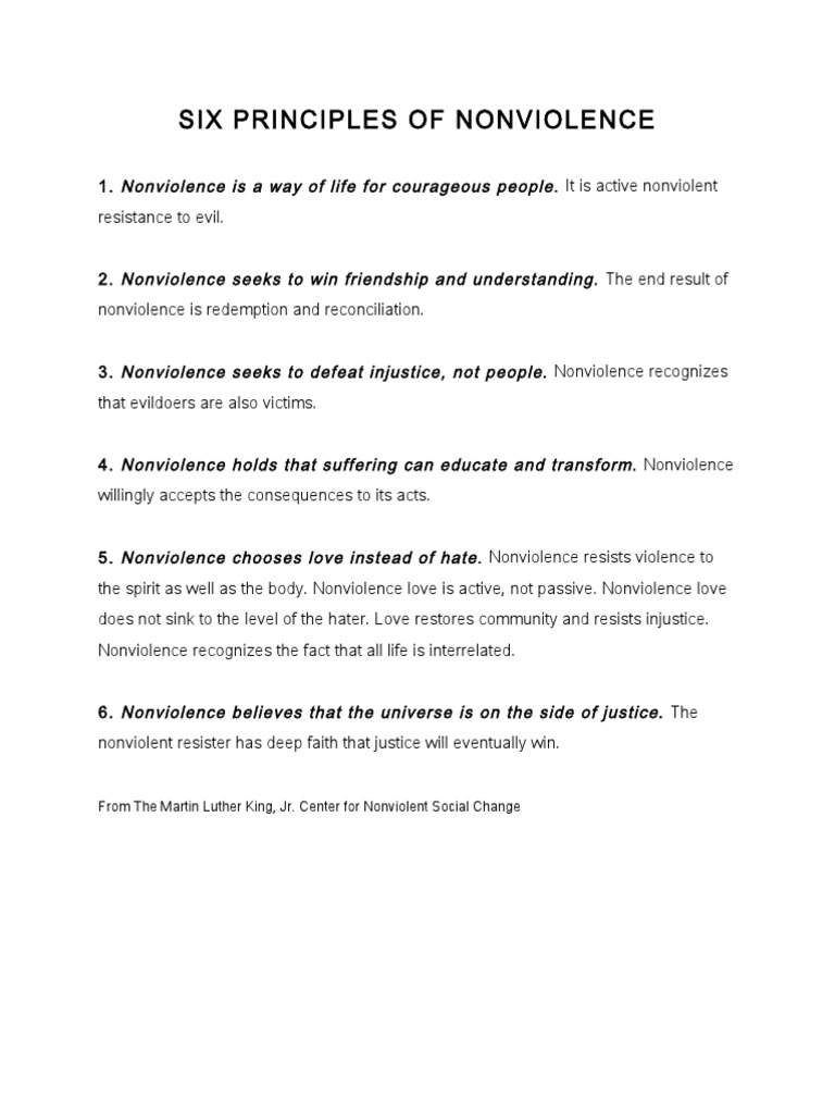 Six Principles of Nonviolence | PDF | Lifestyle