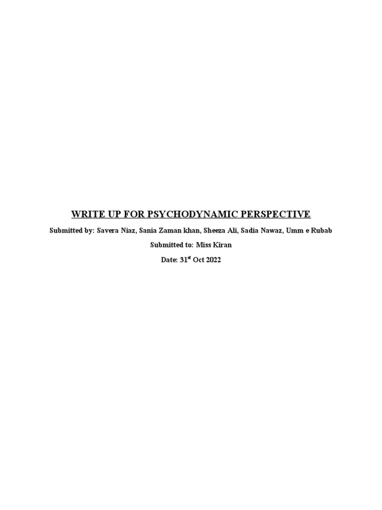 Psychodynamic Perspective | PDF