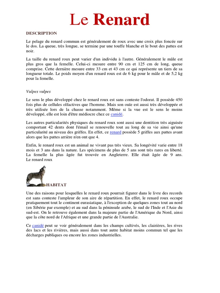 Le Renard بحث حول | PDF