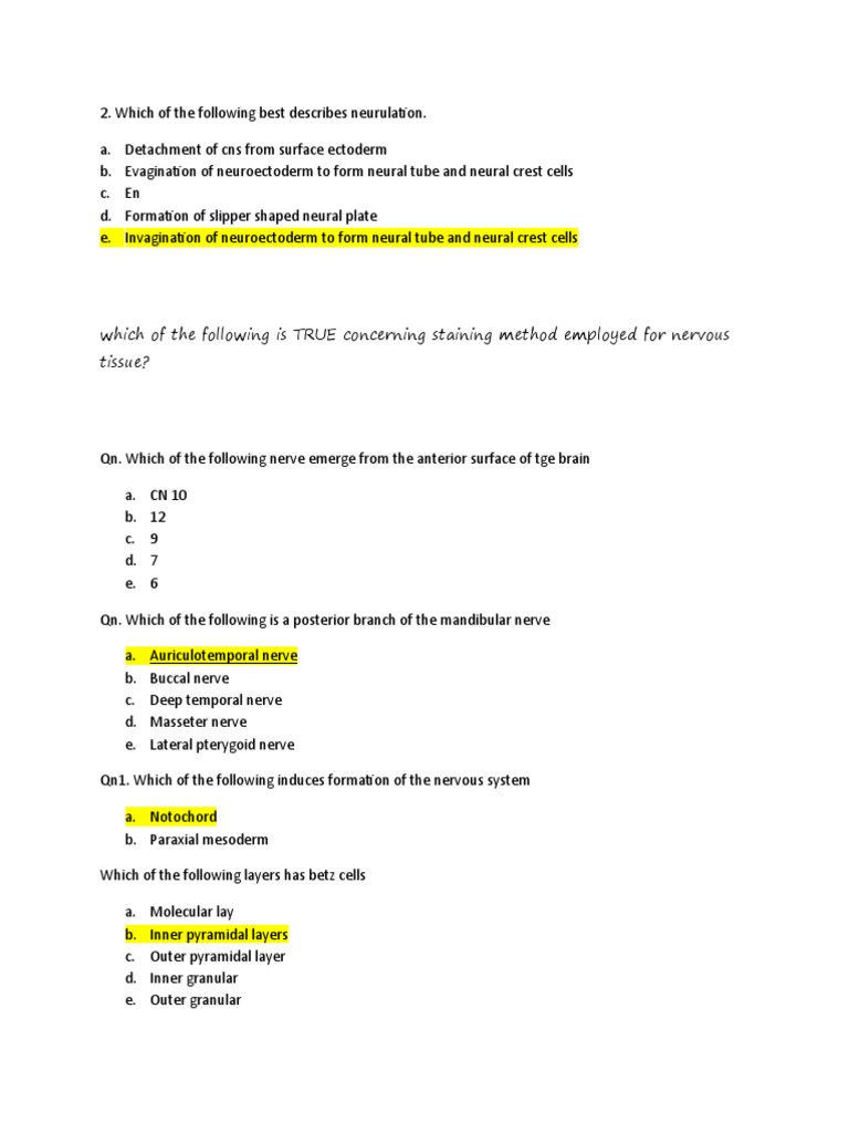 MCQ Mid Module For Neuro 1 | PDF