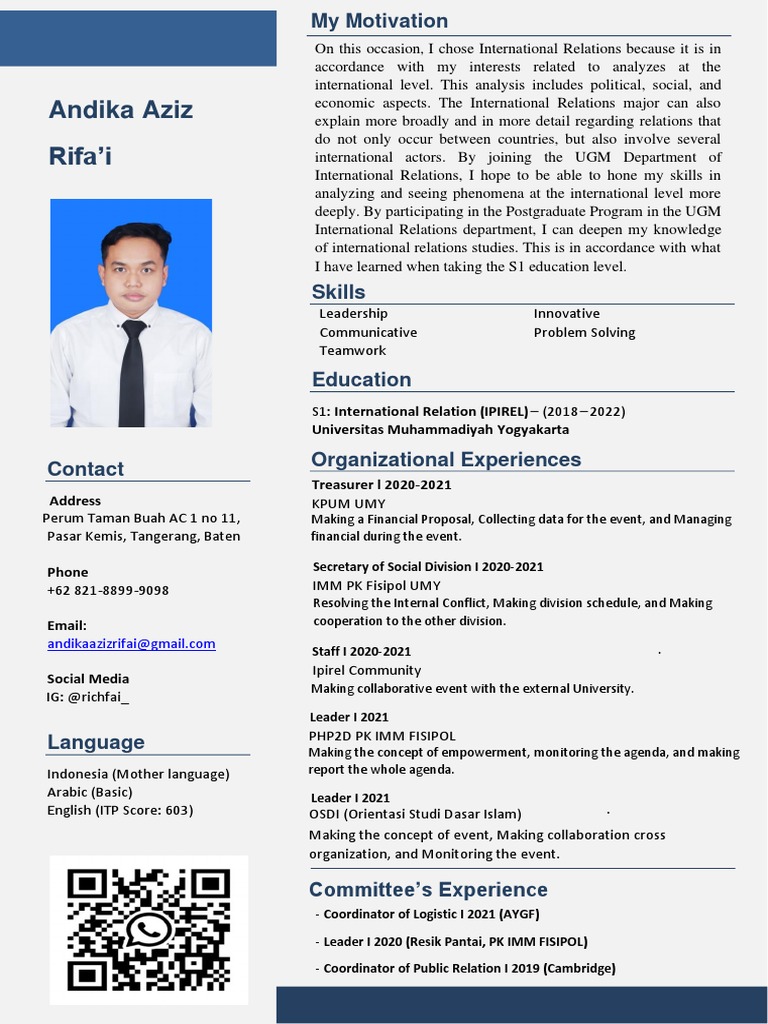 CV Andika Aziz Rifa'i | PDF | Cognition | Cognitive Science