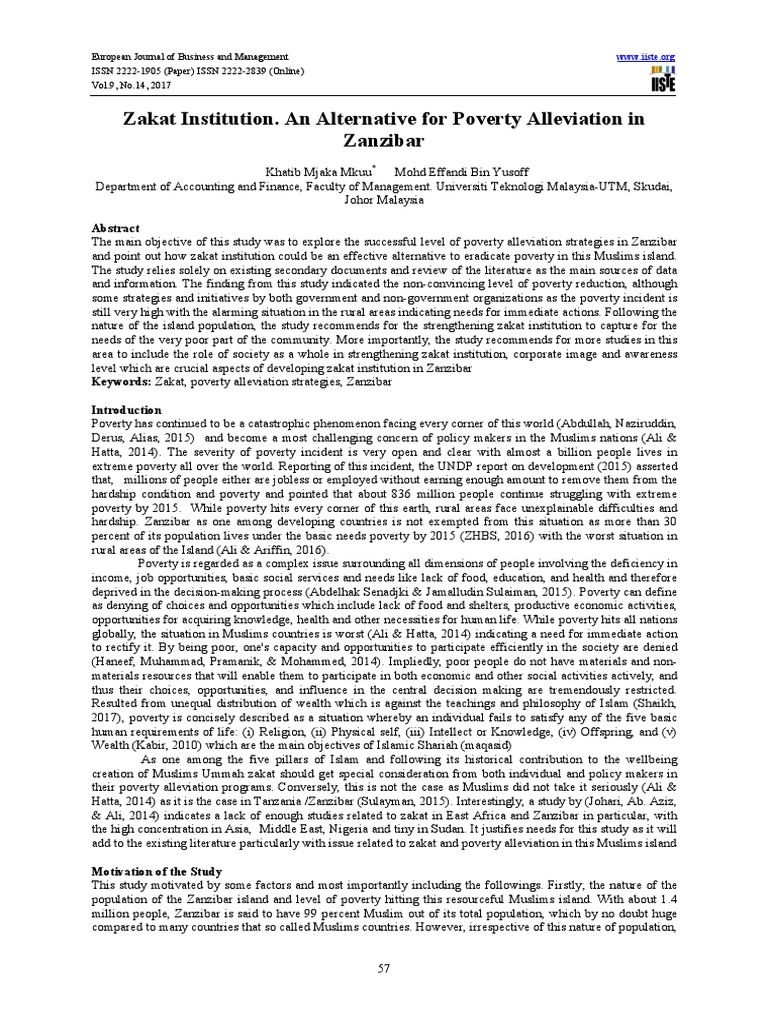 Zakat Institution An Alternative For Pov PDF | PDF