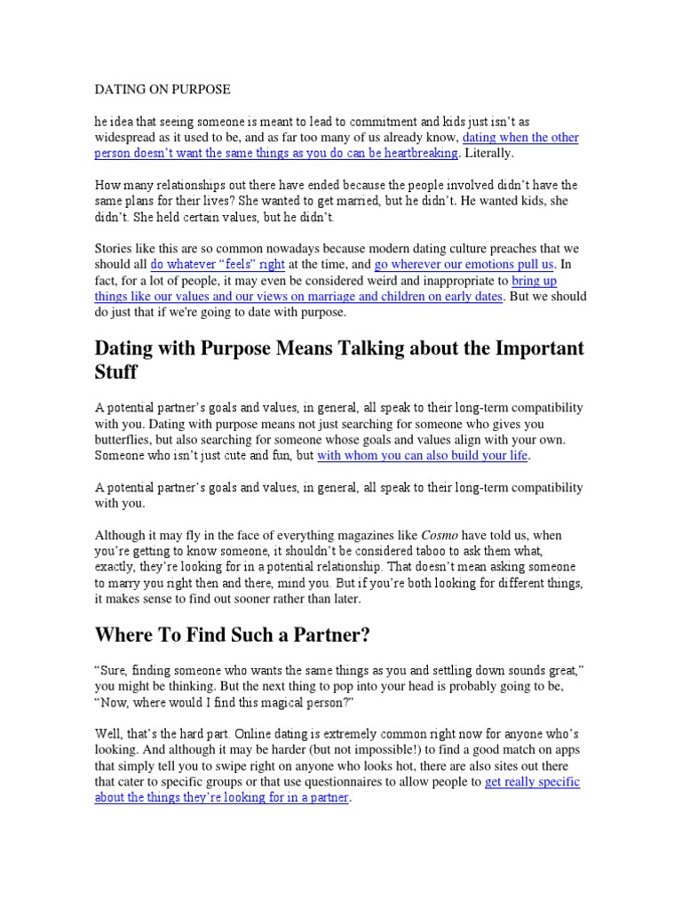 Dating On Purpose | PDF