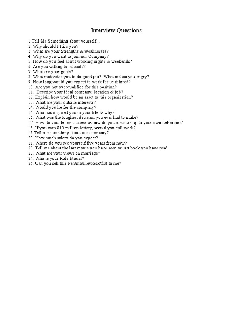 25 Interview Questions | PDF