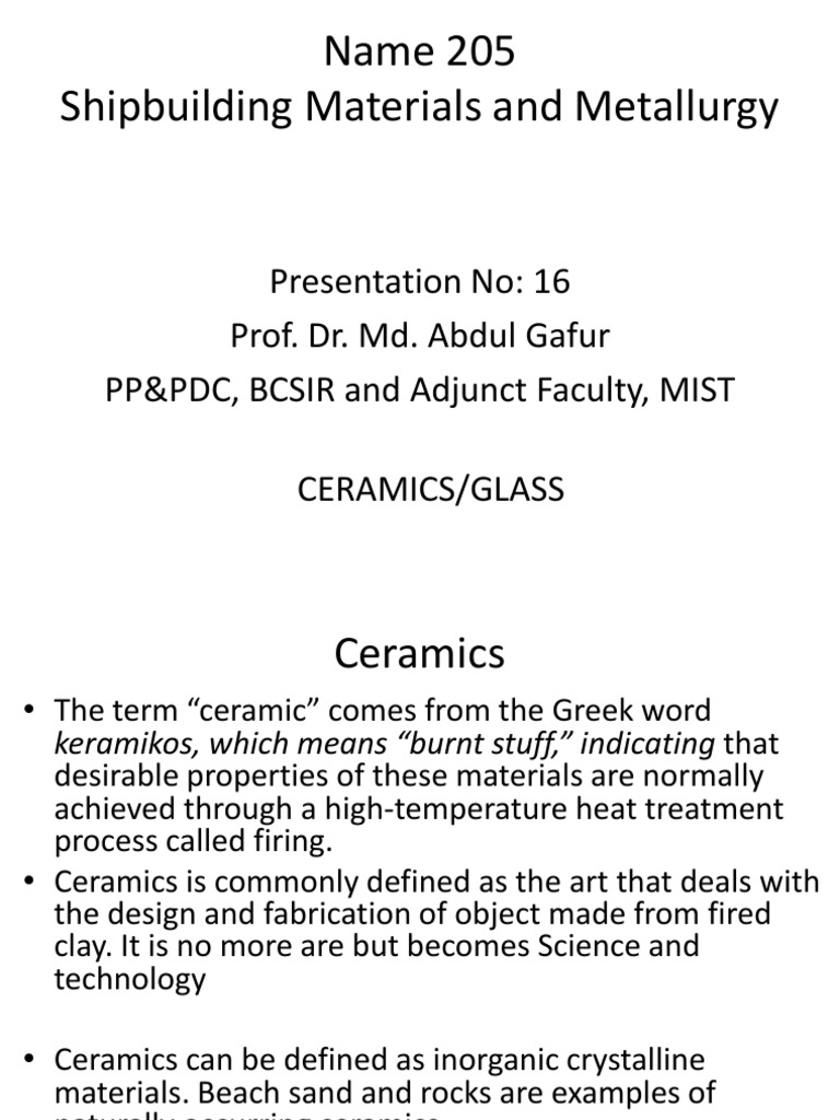 Overview of Glass and Ceramics | PDF | Science & Mathematics ...