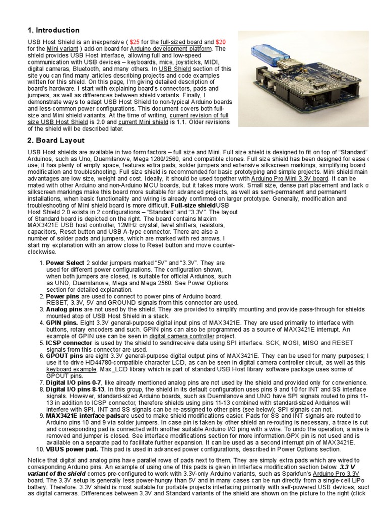 USB Host Shield Hardware Manual PDF | PDF | Usb | Arduino