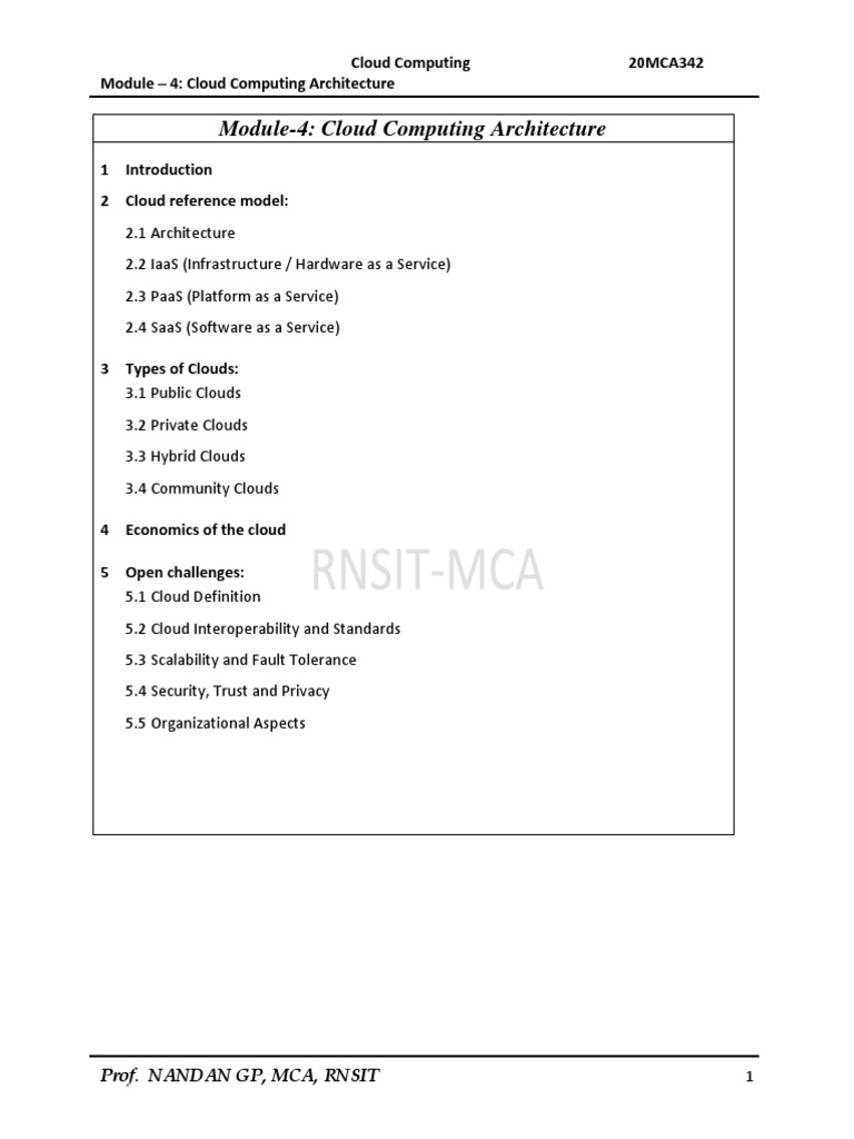 Module-4 Cloud Computing Architecture PDF | PDF | Cloud Computing | Software As A Service