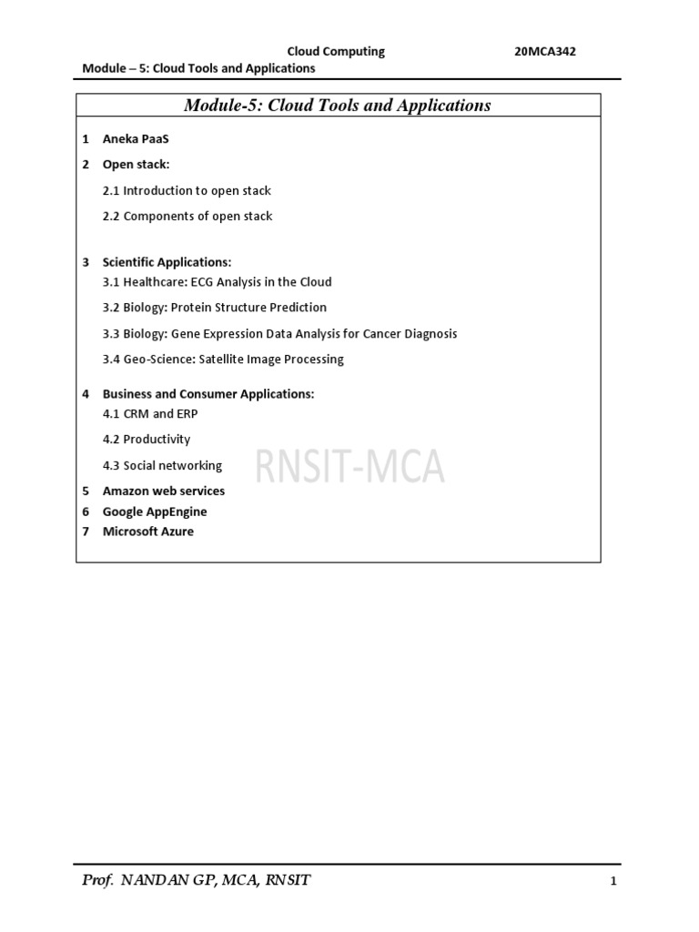Module-5 Cloud Tools and Applications | Download Free PDF | Cloud Computing | Open Stack