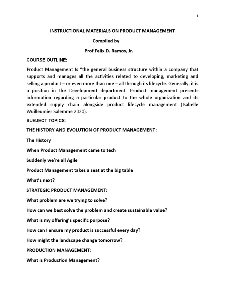 Product Management Course Overview | PDF