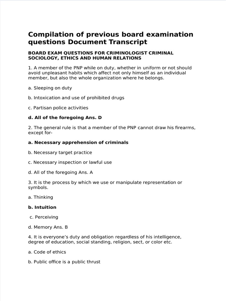 Dokumen - Tips - Board Exam Questions For Criminologist Criminal ...