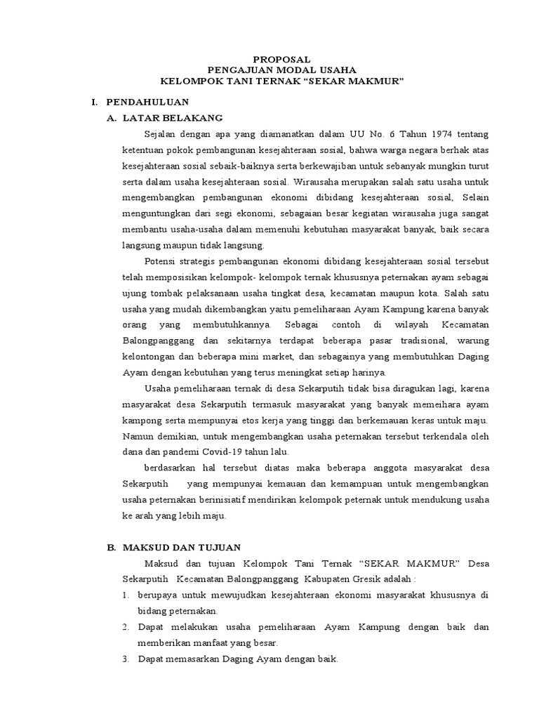Proposal Modal Usaha Ternak Ayam | PDF | Memasak, Makanan, & Anggur