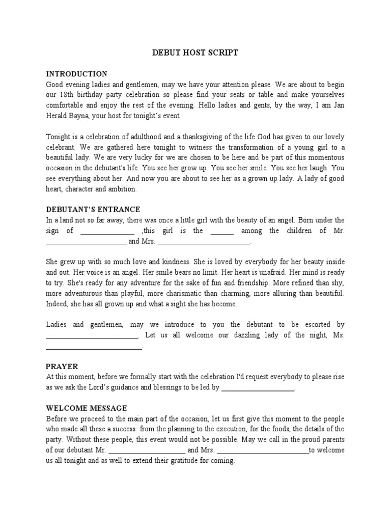 Debut Host Script | PDF