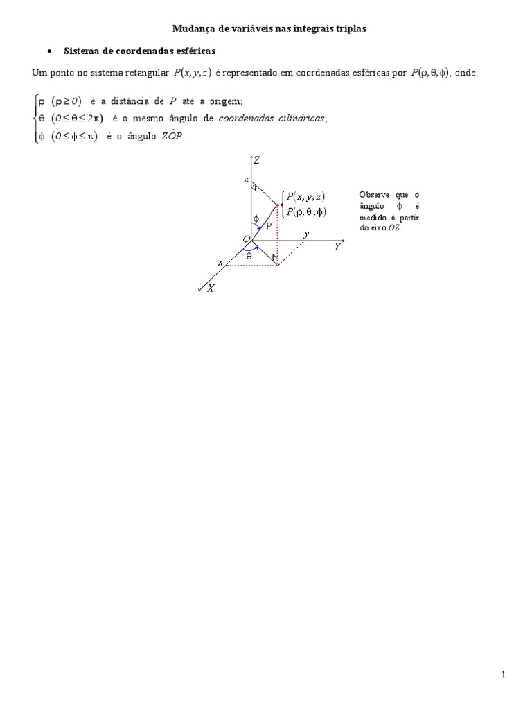 Integrais Triplas em Coordenadas Esféricas | PDF
