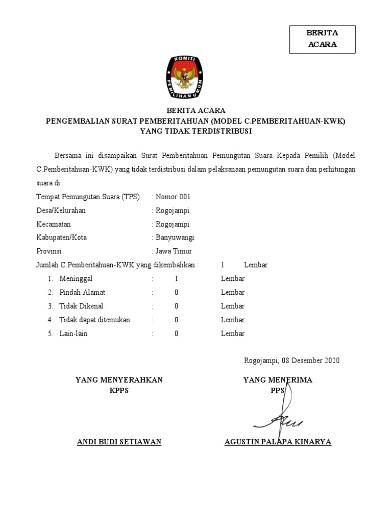 003 - Berita Acara Pengembalian C.pemberitahuan | PDF 003 - Berita Acara Pengembalian C.pemberitahuan | PDF