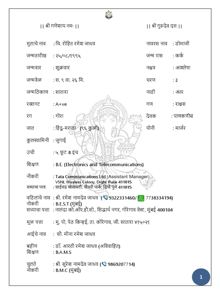 Bio - Data (Rohit - Jadhav) | PDF Bio - Data (Rohit - Jadhav) | PDF