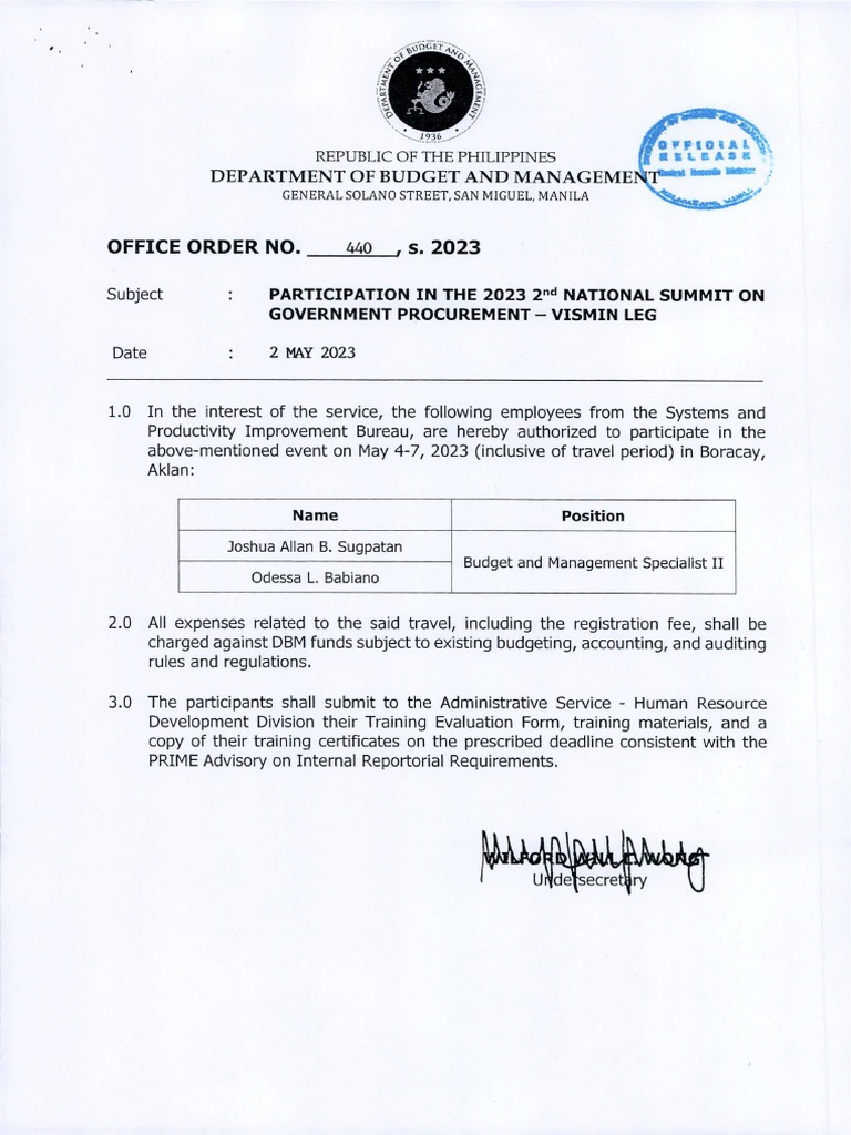 DBM Employees Attend 2023 Procurement Summit | PDF