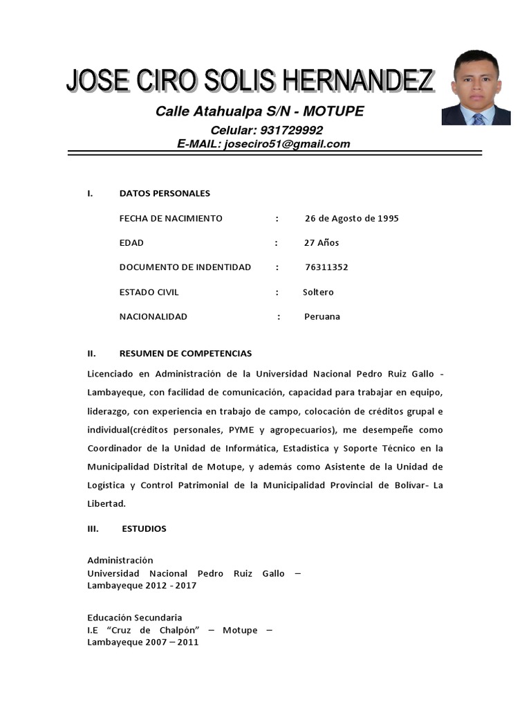 CV de José Ciro Solis Hernández | PDF | Crecimiento personal y ...