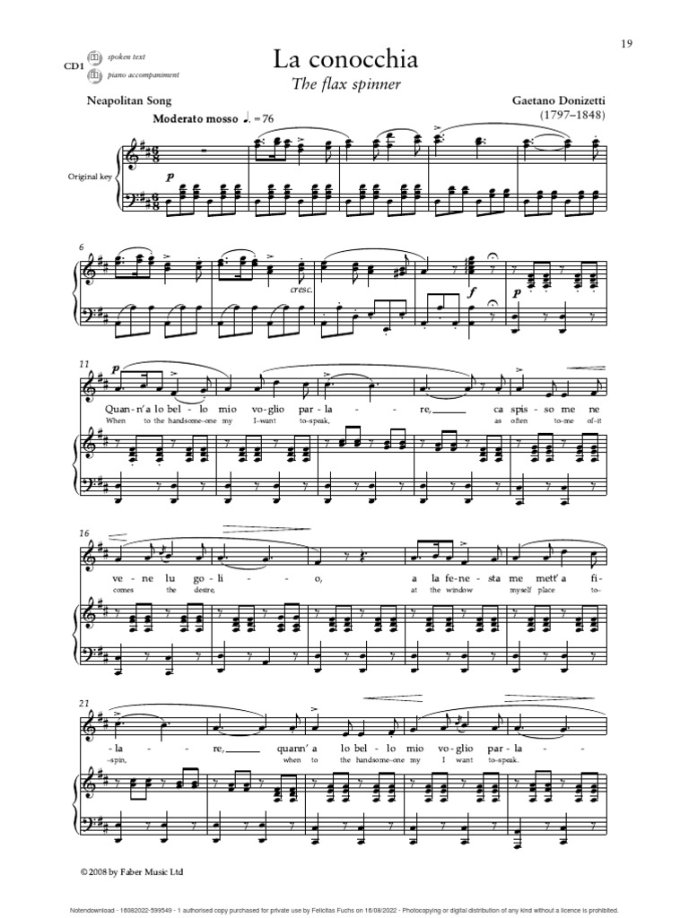 La Conocchia (Klavier & Gesang) | PDF