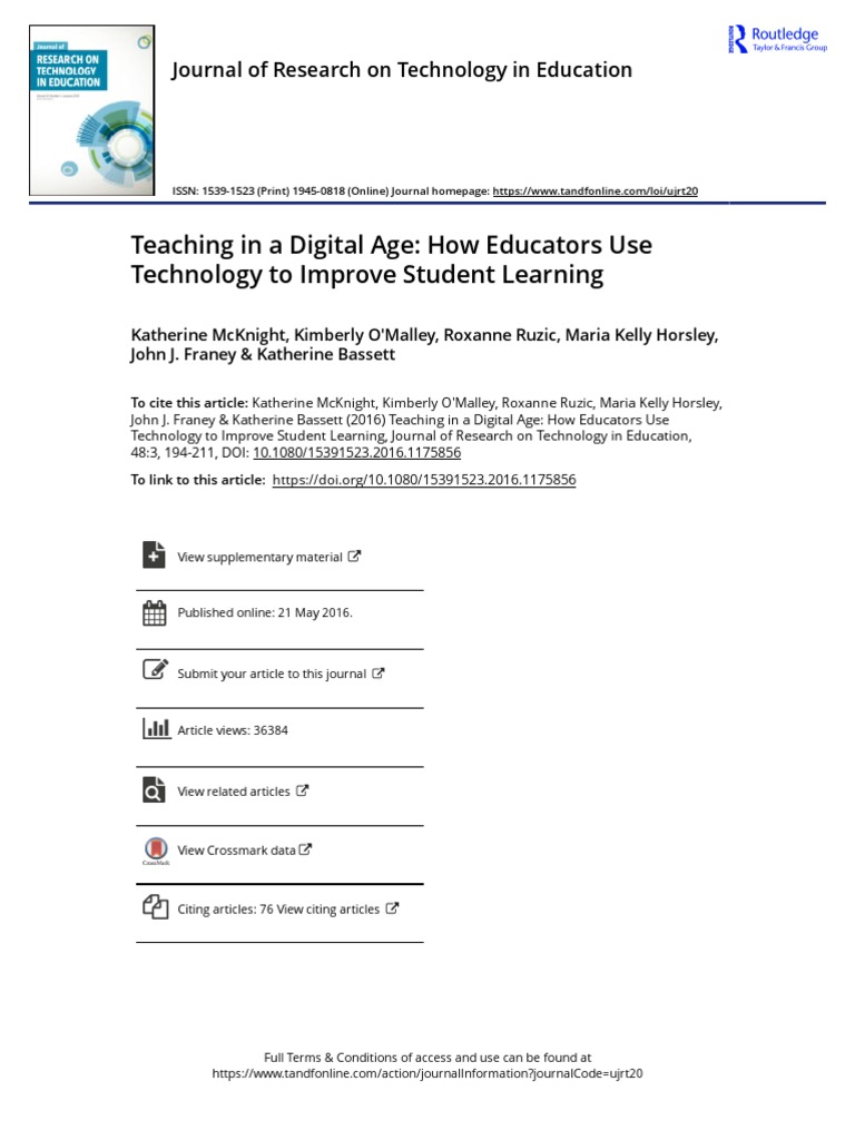 Teaching in A Digital Age How Educators Use Technology To Improve ...