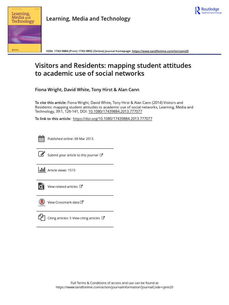 Visitors and Residents Mapping Student Attitudes To Academic Use of ...
