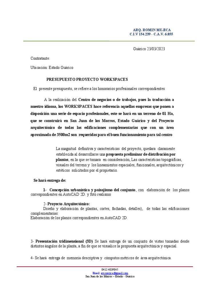 Presupuesto Proyecto1 | PDF