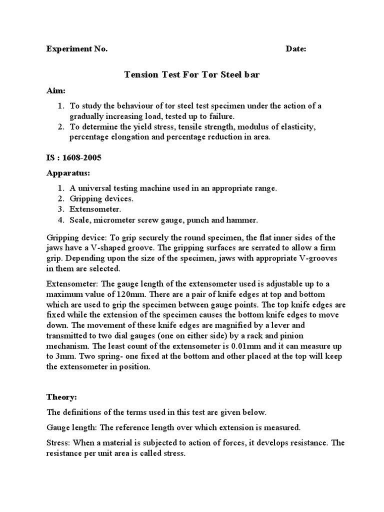 5.tension Test Final | PDF | Strength Of Materials | Ultimate Tensile ...