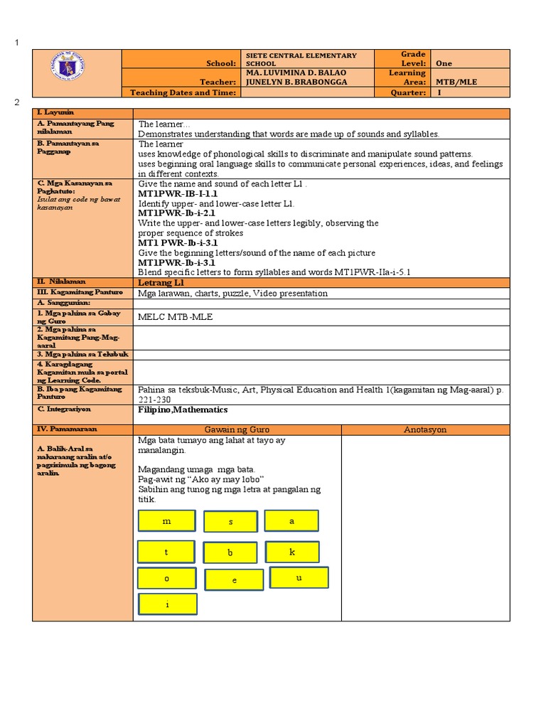 Demo Lesson Plan Marungko | PDF