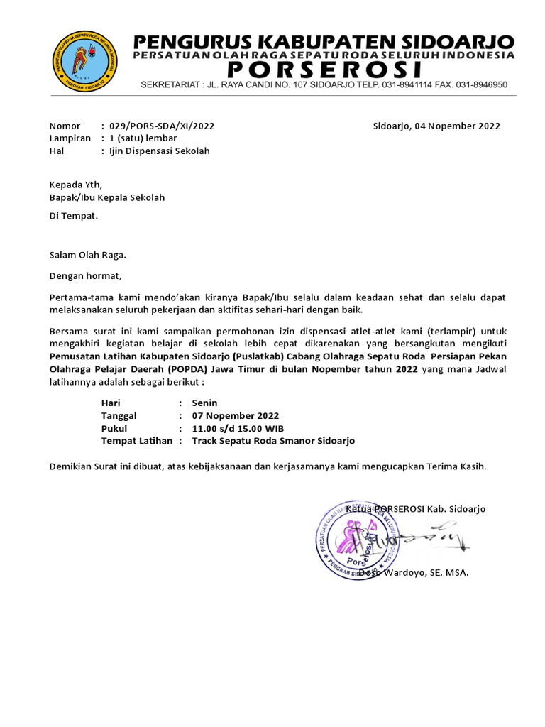 Surat Ijin Popda 2 PDF | PDF