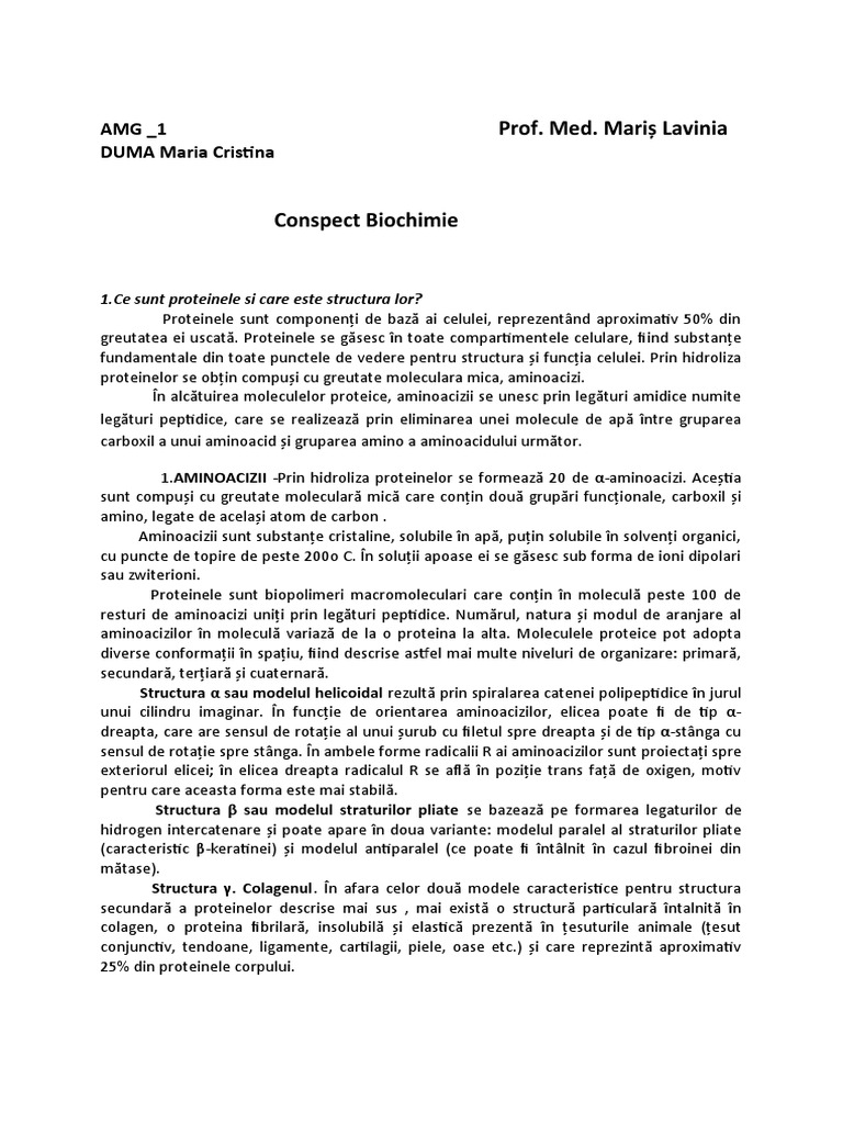 Conspect Biochimie | PDF