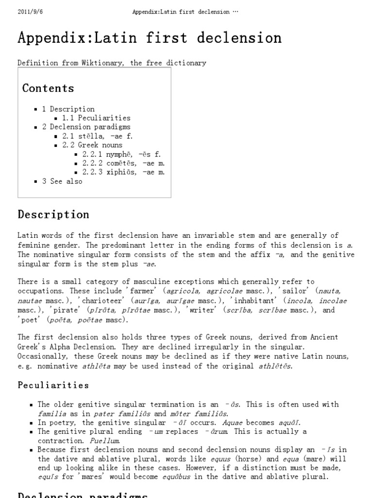 Latin First Declension Overview | PDF | Linguistic Morphology ...