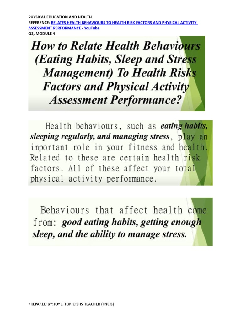Relates Health Behaviours To Health Risk Factors and Physical Activity ...