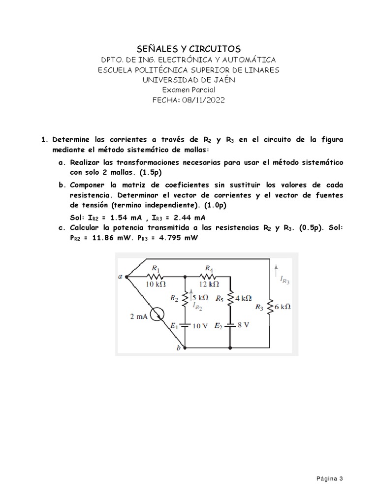 RESUELTO Examen Parcial Circuitos PDF | PDF