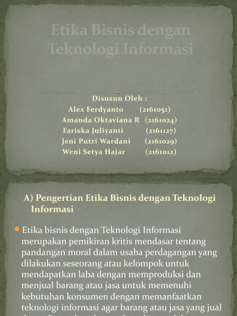 Etika Bisnis Dengan Teknologi Informasi | PDF | Bisnis | Komputer