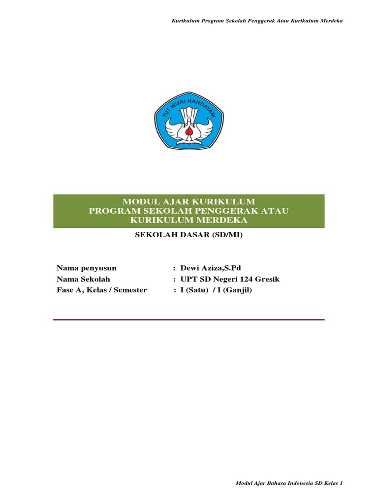 Contoh Modul Ajar - Kelas 1 | PDF