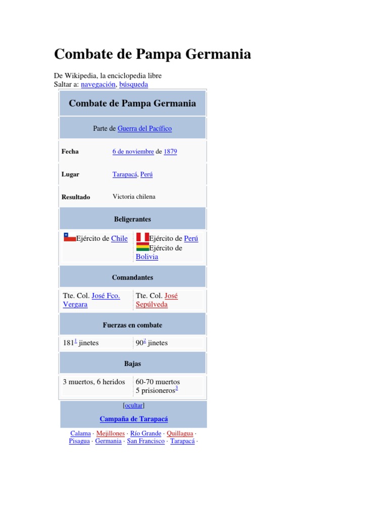 Combate de Pampa Germania | PDF | Guerra de la era industrial | Militar