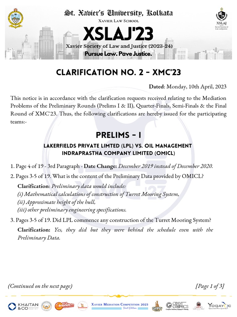 Clarification No. 2 - XMC'23 | PDF