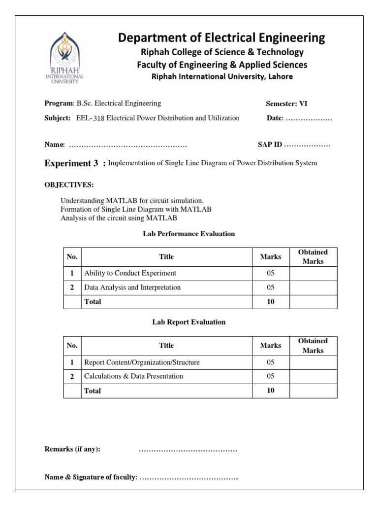 Lab 3_Implementation of Single Line Diagram.pdf | PDF