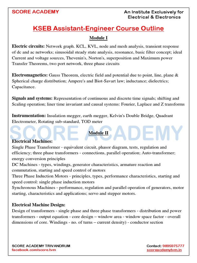 KSEB Assistant-Engineer Course-Outline PDF | PDF