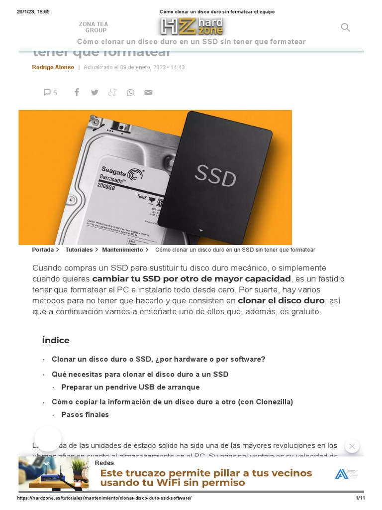 Cómo Clonar Un Disco Duro Sin Formatear El Equipo PDF | PDF