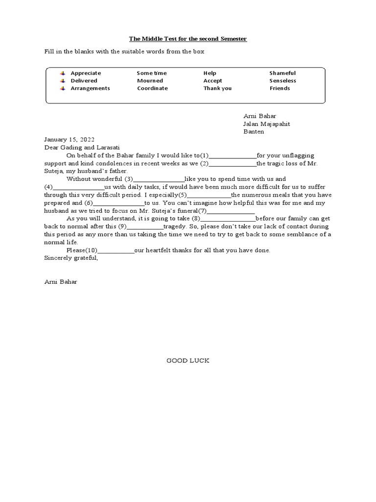 Middle Test English 2 | PDF