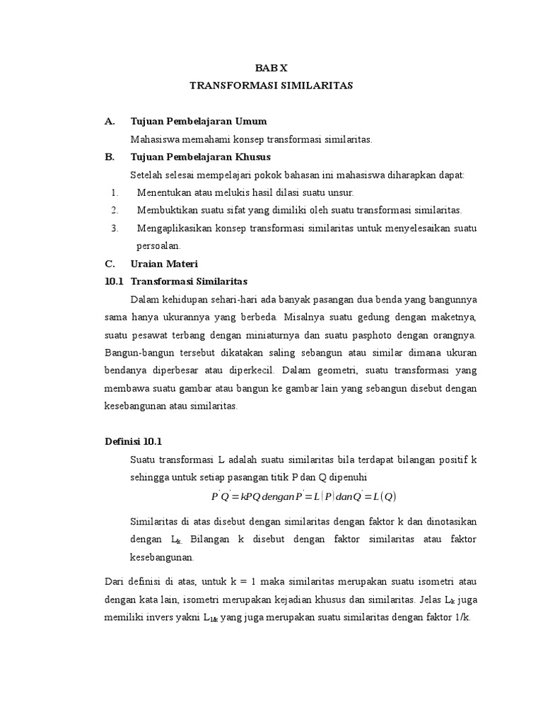 Bab X Transformasi Similaritas | PDF