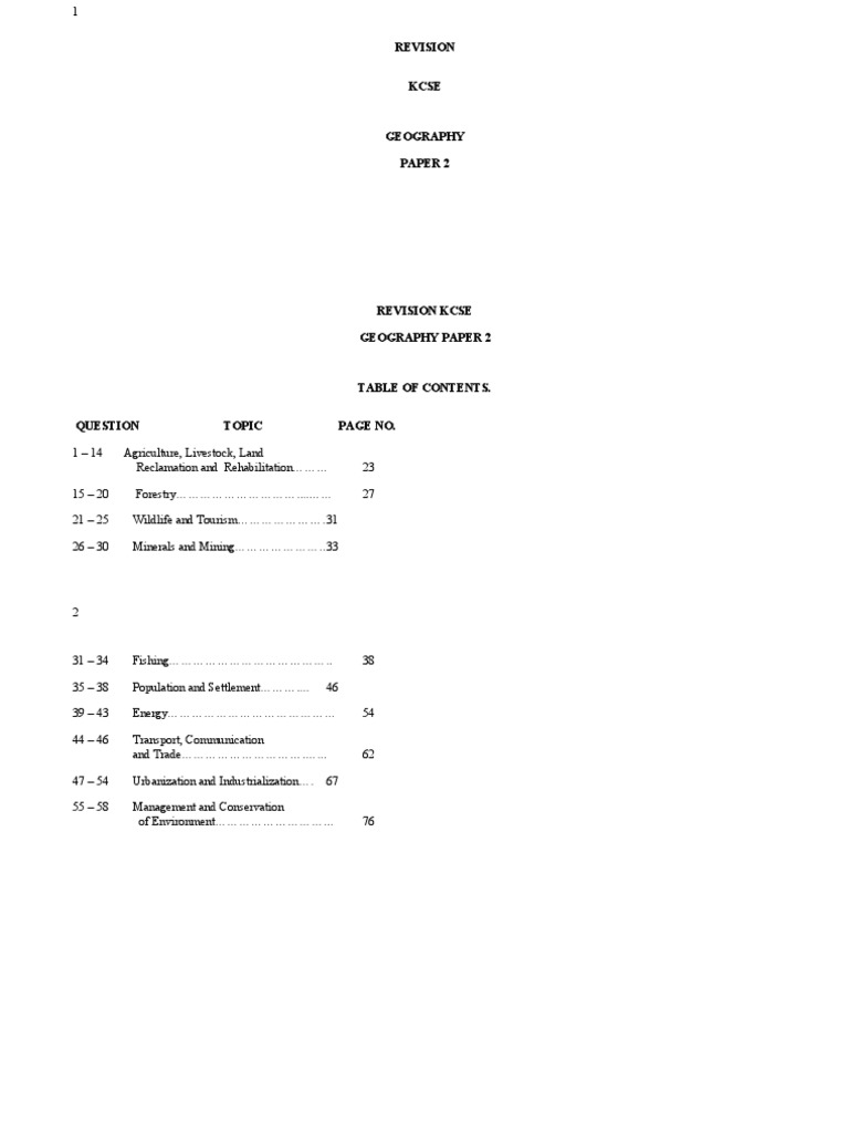 Geography Paper 2 Revision Notes PDF | PDF