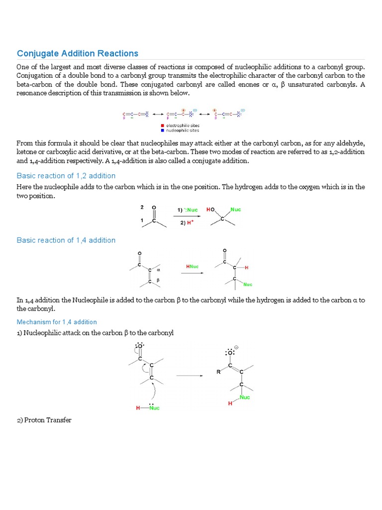 Conjugate Addition Reactions - Chemistry LibreTex PDF | PDF | Chemical ...