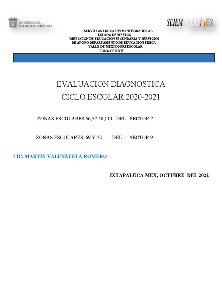 Evaluacion Diagnostica 2020-2021 | PDF