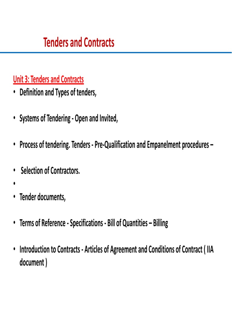 Partunit 3 Tender and Contracts | PDF
